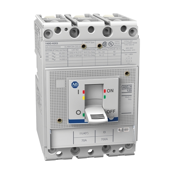 Allen-Bradley 140G MCCB H Frame 65kA 3P 160A Electronic LSI