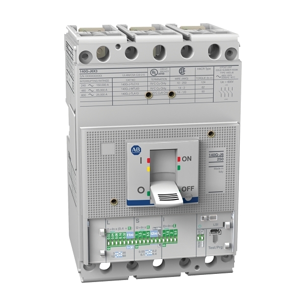 Allen-Bradley 140G MCCB J Frame 70kA 3P 250A Adjustable Thermal Magnetic
