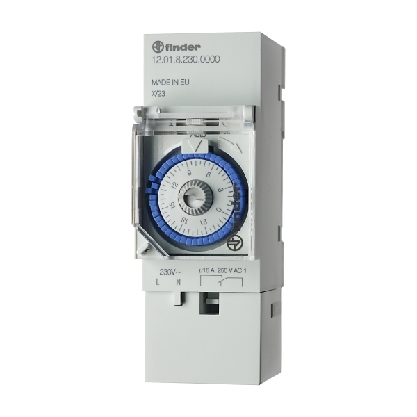 Finder 12 Series Mechanical Time Switch Daily 230V AC 36mm 1 Changeover ...