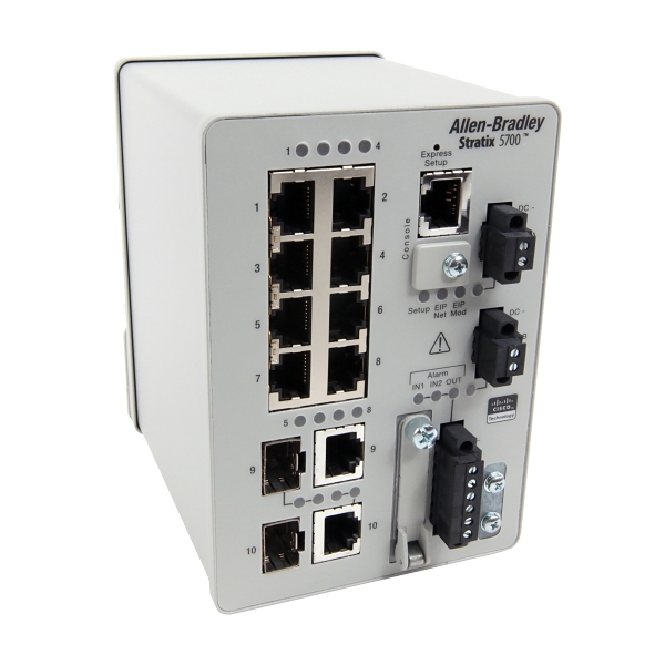 AB Stratix 5700 Managed Switch 10 Ports, 8 x 100MB Copper, 2 x 100MB Combo, Lite