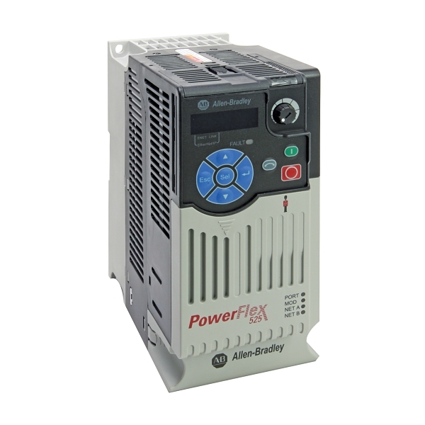 Allen-Bradley PowerFlex 525 VSD 120V IP20 4.8A 0.75kW ND and HD Frame B ...