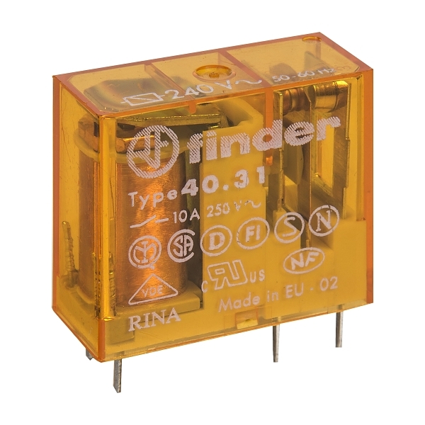 Finder 40 Series Miniature Printed Circuit Board Relay 10A 1 Changeover ...
