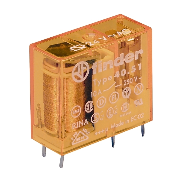Finder 40 Series Miniature Printed Circuit Board Relay 10A 1 Changeover ...