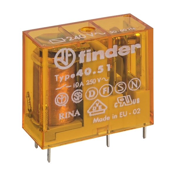 Finder 40 Series Miniature Printed Circuit Board Relay 10A 1 Changeover ...