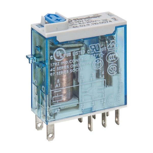 Finder 46 Series Miniature Relay 8A 2 CO 110 VDC Coil with PB plus LED ...
