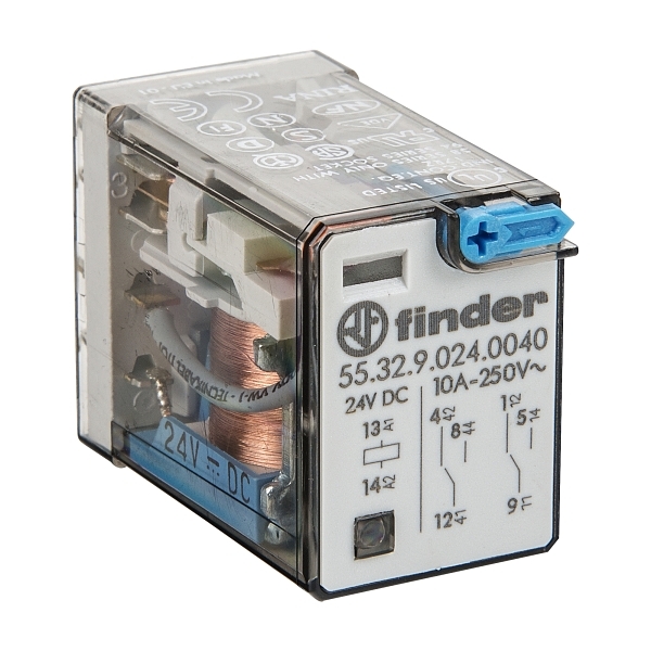 Finder 55 Series Miniature General Purpose Relay 10A 2CO 24V DC Coil ...