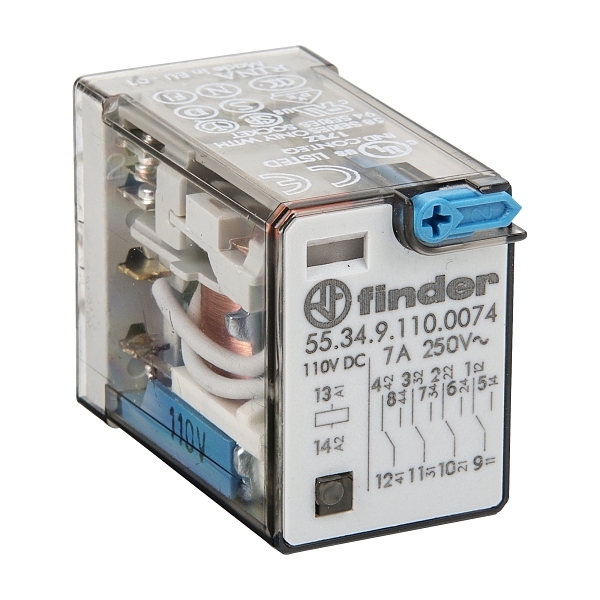 Finder 55 Series Miniature General Purpose Relay 7A 4CO 110V DC Coil ...