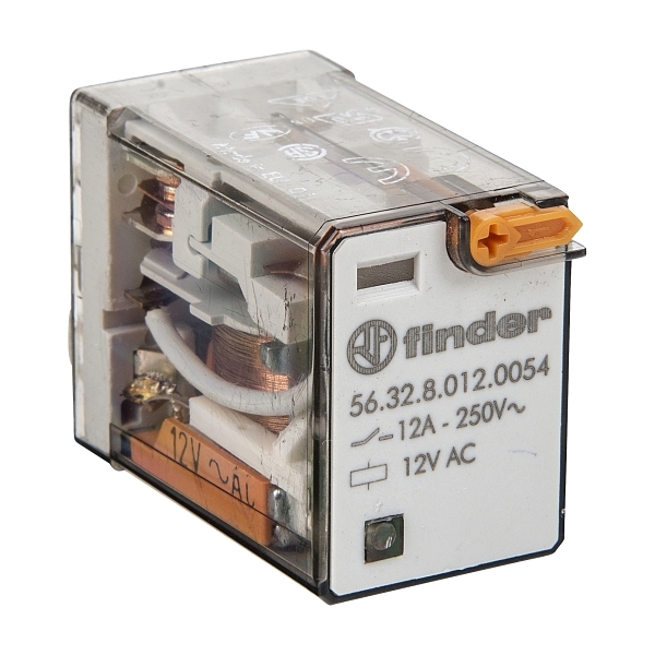 Finder 56 Series Miniature Power Relay 12A 2CO 12V AC Coil with PB plus ...
