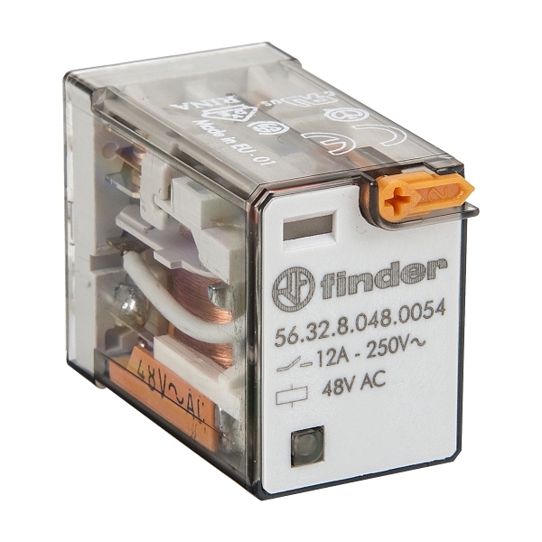 Finder 56 Series Miniature Power Relay 12A 2CO 48V AC Coil with PB plus ...