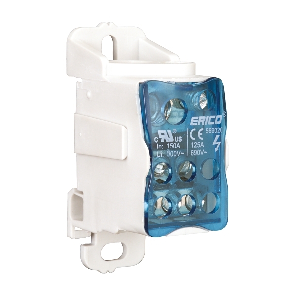 nVent ERIFLEX Distribution Blocks 125A Cu In 1 x 10 to 35mm Out 1 x 6 to 16mm and 6 x 2.5 to 16mm