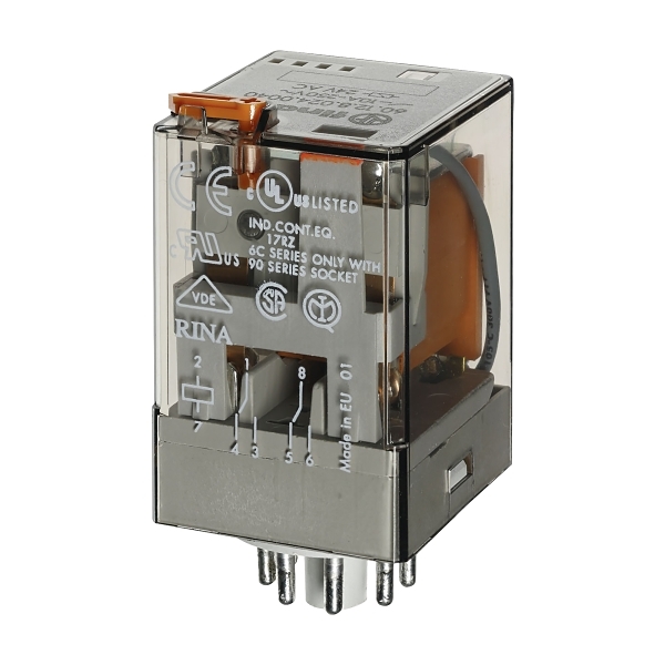 Finder 60 Series General Purpose Relay 10A 2CO 24V DC Coil with PB plus ...