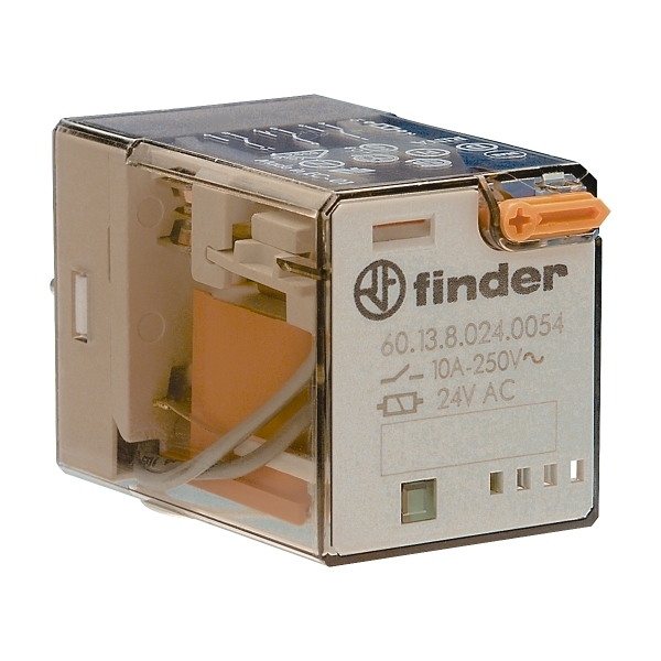 Finder 60 Series General Purpose Relay 10A 3CO 24V DC Coil with PB plus ...