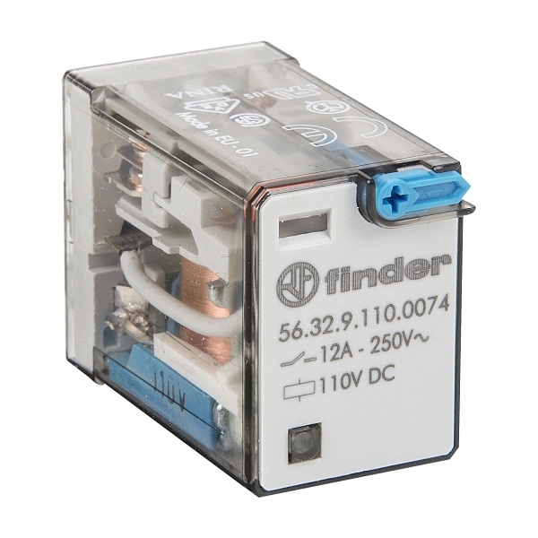 Finder 56 Series Miniature Power Relay 12A 2CO 110V DC Coil with PB ...