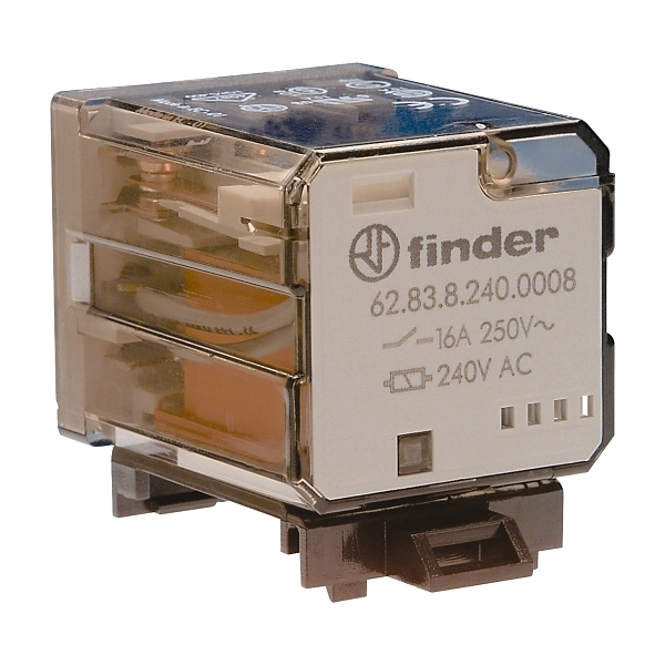 Finder 62 Series Power Relay Flange Mount 16A 3CO 240V AC Coil with ...
