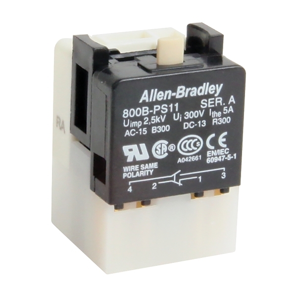 Allen-Bradley 800B Contact Block Snap Action 1 N.O. 1 Normally Closed ...