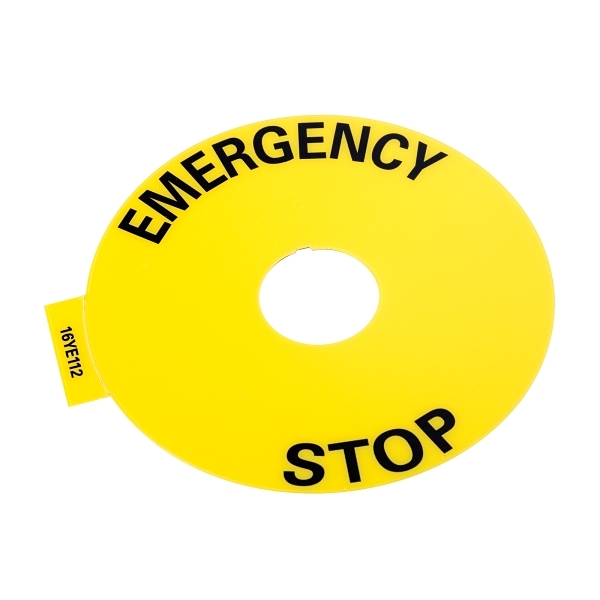 Allen-Bradley 800F Legend Plate 90mm Round Emergency Stop Yellow with ...