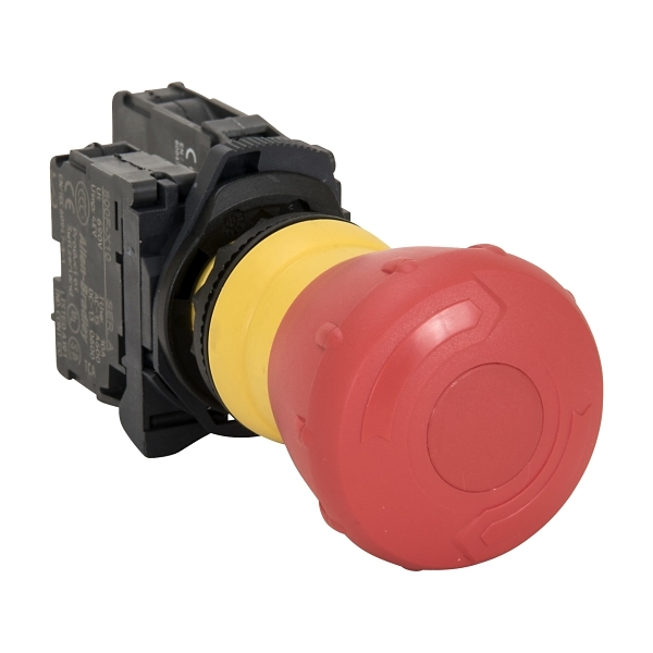 Allen-Bradley 800F E Stop 22.5mm Complete Plastic MOM MHRM Head 40mm TTR Non Illuminated Red 1NC