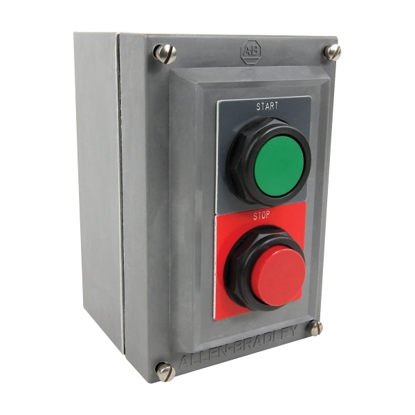 Allen-Bradley 800H Assm. Stn 2 Hole Mom. Flush Grn Start Ext Red Stop 1 ...