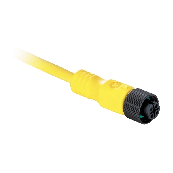 AB 889D Cordset Cable PVC Yellow 4 Pin 22AWG DC Micro M12 Male Right ...