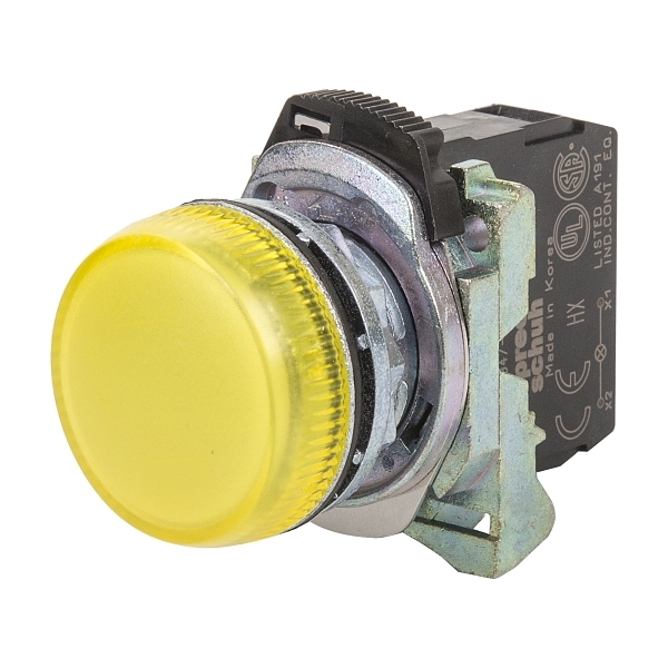 Sprecher and Schuh D7 Pilot Light 22.5 mm Head Only Round Metal Yellow Lens