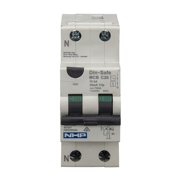 NHP DIN-T Residual Current Device Short Body w/ Overcurr 10kA 32A 1Pole ...
