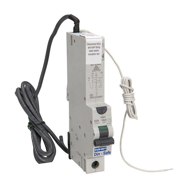 NHP DIN-T Residual Current Device Long Body w/ Overcurrent 10kA 25A ...