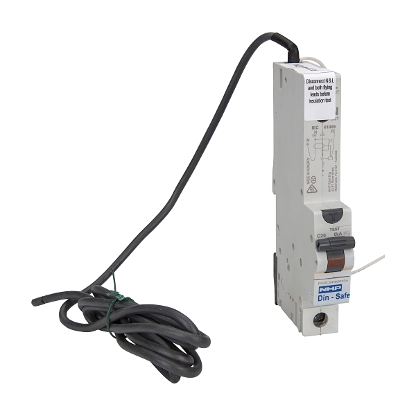 NHP DIN-T Residual Current Device Long Body w/ Overcurrent 6kA 16A ...