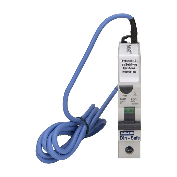 NHP DIN-T Residual Current Device Short Body w/ Overcurrent 6kA 20A ...