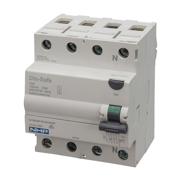 NHP DIN-T Residual Current Circuit Breaker RCCB 3Pole and Neutral 40A ...