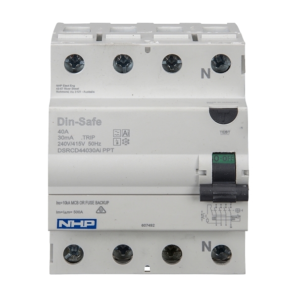NHP DIN-T Residual Current Circuit Breaker RCCB 3Pole and Neutral 40A ...