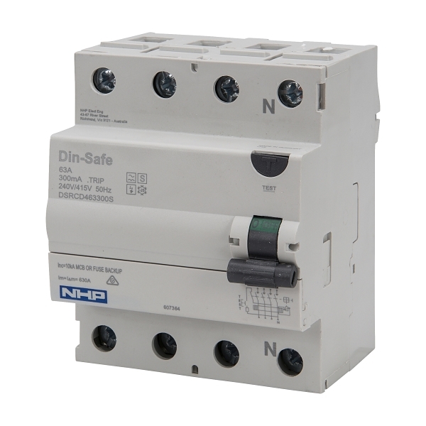 NHP DIN-T Residual Current Circuit Breaker RCCB 3Pole and Neutral 63A ...