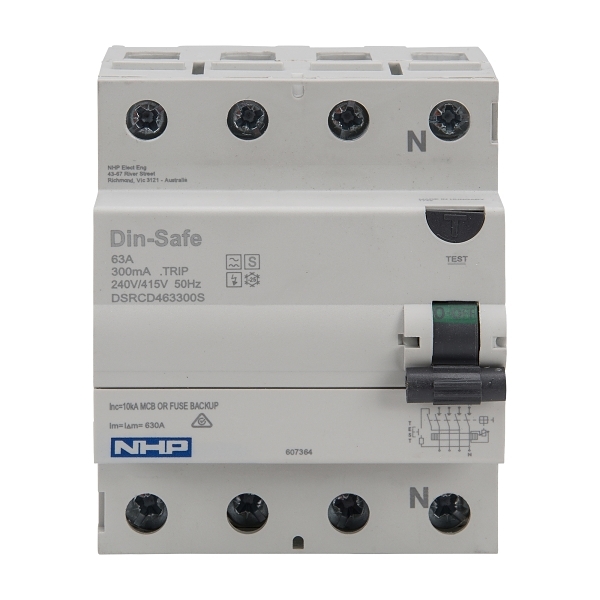 NHP DIN-T Residual Current Circuit Breaker RCCB 3Pole and Neutral 63A ...