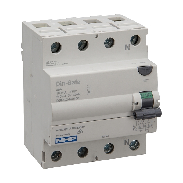 NHP DIN-T Residual Current Circuit Breaker RCCB 3Pole and Neutral 80A ...