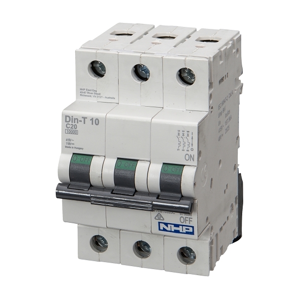 NHP DIN-T Miniature Circuit Breaker 10kA 3Pole 32A C Curve