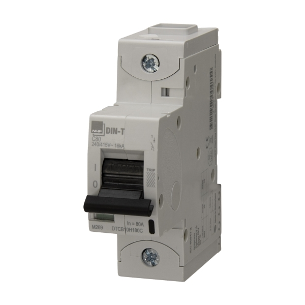 NHP DIN-T Miniature Circuit Breaker 10H 1Pole 100A D Curve