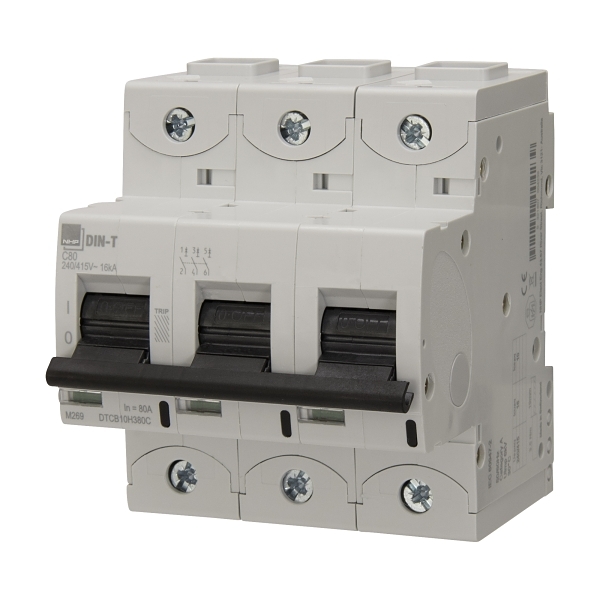 NHP DIN-T Miniature Circuit Breaker 10H 3Pole 100A B Curve