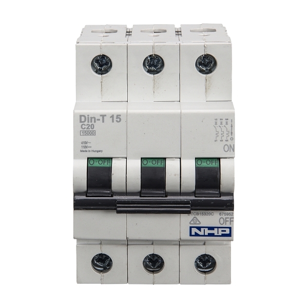 NHP DIN-T Miniature Circuit Breaker 25kA 3Pole 6A C Curve