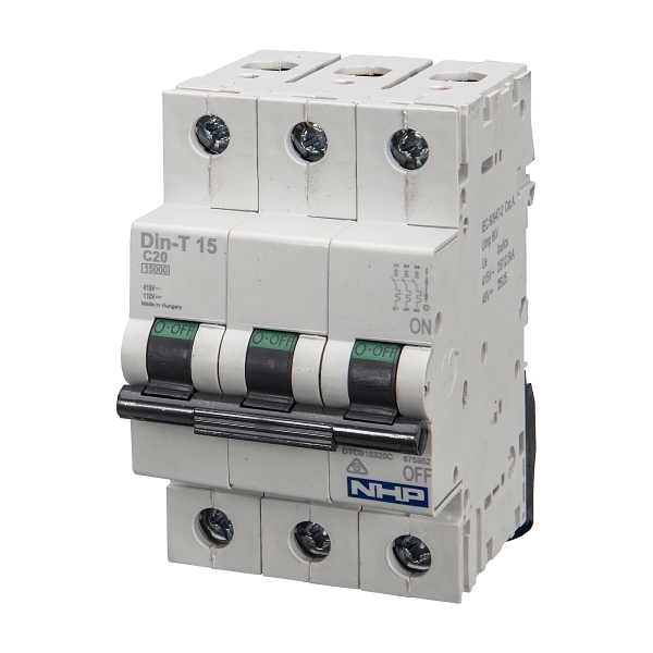 NHP DIN-T Miniature Circuit Breaker 25kA 3Pole 6A C Curve