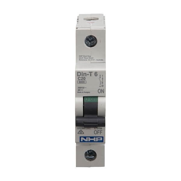 NHP DIN-T Miniature Circuit Breaker 6kA 1Pole 16A C Curve