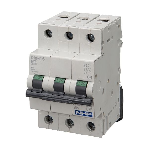 NHP DIN-T Miniature Circuit Breaker 6kA 3Pole 32A D Curve