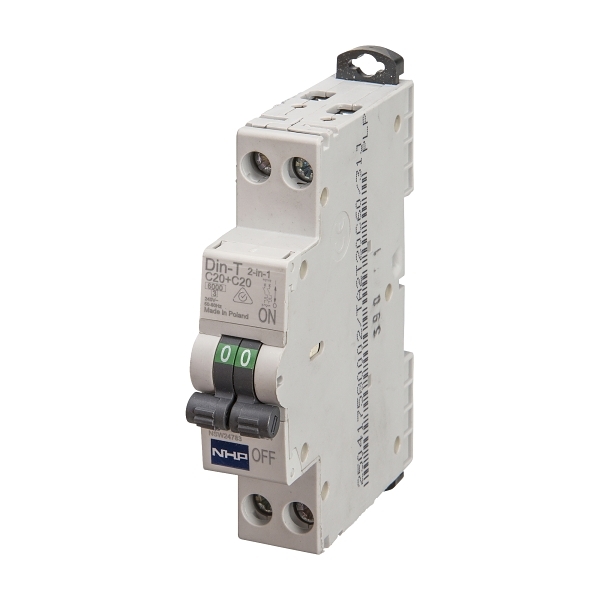 NHP DIN-T Miniature Circuit Breaker 2 IN 1 6kA 1Pole plus 1Pole 2A 18mm ...