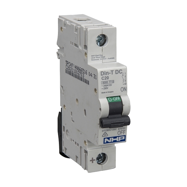 NHP DIN-T Miniature Circuit Breaker DC 6kA 1Pole 2A C Curve