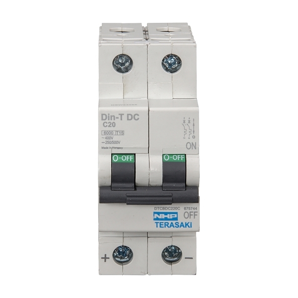 NHP DIN-T Miniature Circuit Breaker DC 6kA 2Pole 2A C Curve