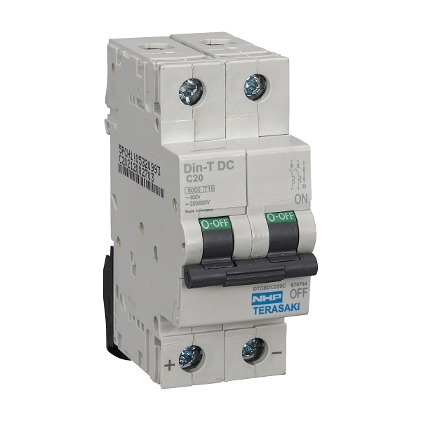 NHP DIN-T Miniature Circuit Breaker DC 6kA 2Pole 4A C Curve