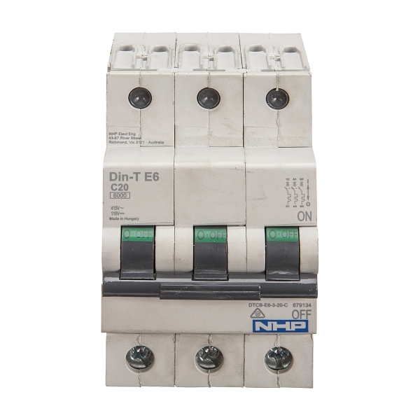 NHP DIN-T Miniature Circuit Breaker Easyfit 6kA 3Pole 25A C Curve