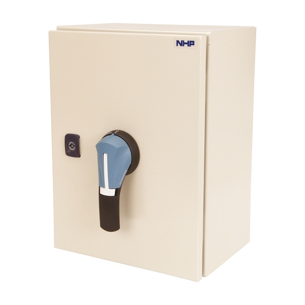 NHP ELB Enclosed Load Break Switch, IP 65 Mild Steel Grey, 3 Pole 125A
