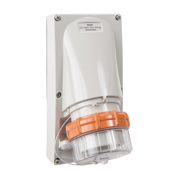 NHP ISO Appliance Inlet, 4 Round Pins 10A 500V AC, w/o Base, Grey