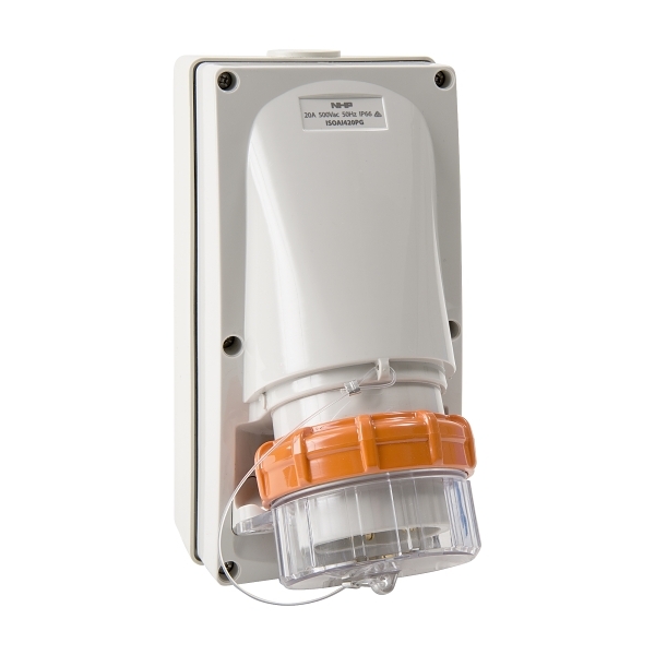 NHP ISO Appliance Inlet, 4 Round Pins 20A 500V AC, with Base 38mm