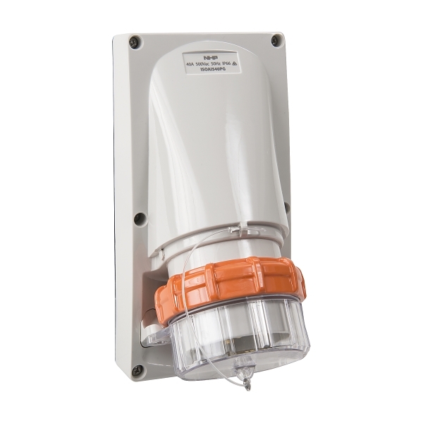 NHP ISO Appliance Inlet, 5 Round Pins 40A 500V AC, w/o Base, Grey