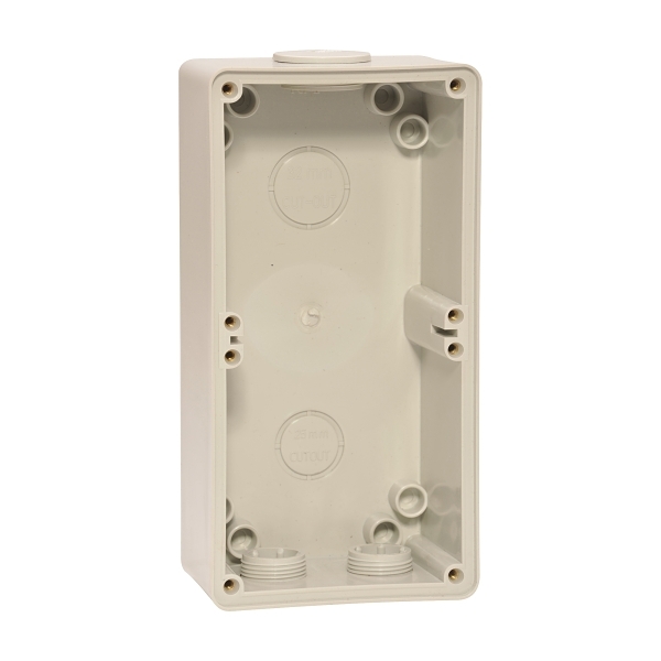 NHP ISO Back Box/Base, 2 Gang (1 x 2) - Large 63mm depth, Grey